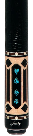 Jacoby Gambler Turquoise Custom Pool Cue with 12.3mm Jacoby Black V4 C ...