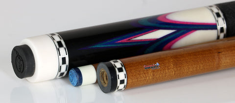 Pat Diveney Ebony Butteryfly White/Pink/Blue/Teal Custom Cue with Two ...