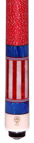 McDermott Blue Stained Birdseye Maple with Red/White/Blue Inlays Cue o ...