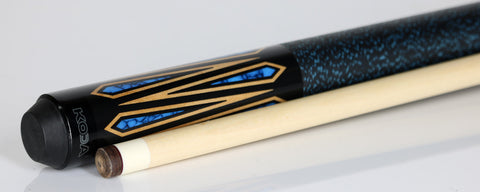 K2 6 Point Black with Turquoise Inlays Pool Cue with 12.5mm LD Shaft ...