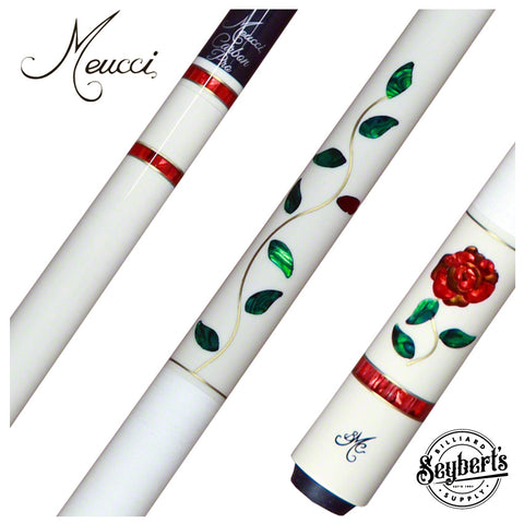 Meucci 2014 Bob Meucci Signed White Glass Rose Pool Cue - Seybert's ...